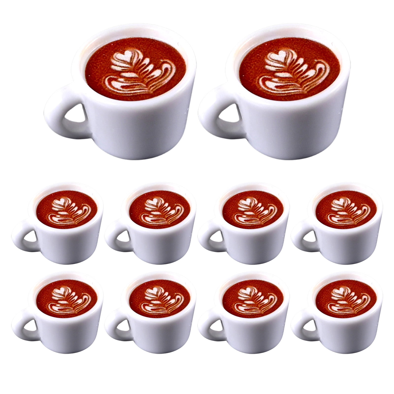Set of 10 Miniature Coffee Cups Spoon Set for Dollhouses 1/12 Scale ...