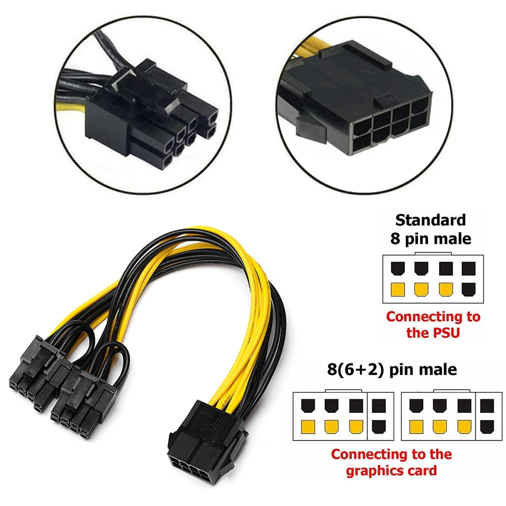 Set of 10 PCIE 8 Pin Female to Dual PCI-E 8（6+2）Pin Male GPU Power ...