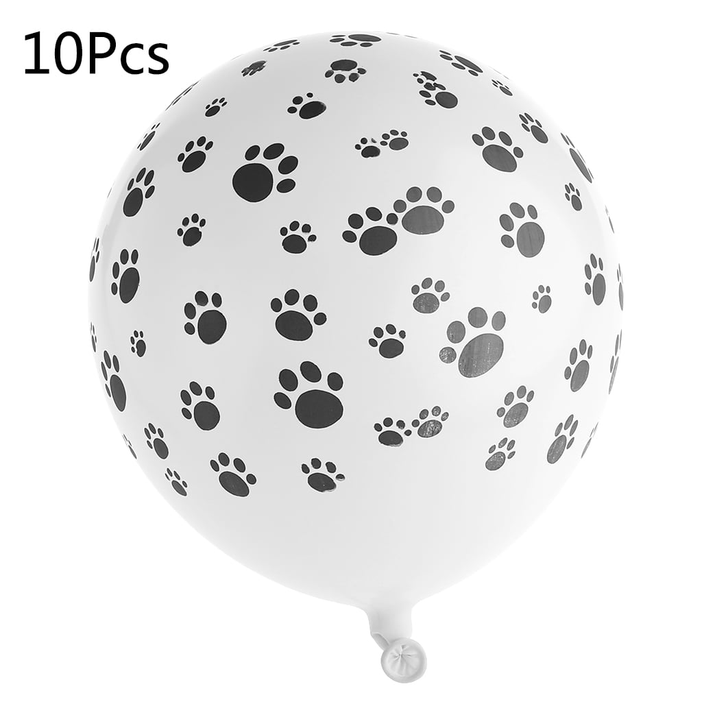 Set of 10 Paw Print Balloons Dog for Cat Pet Patrol Latex Birthday ...