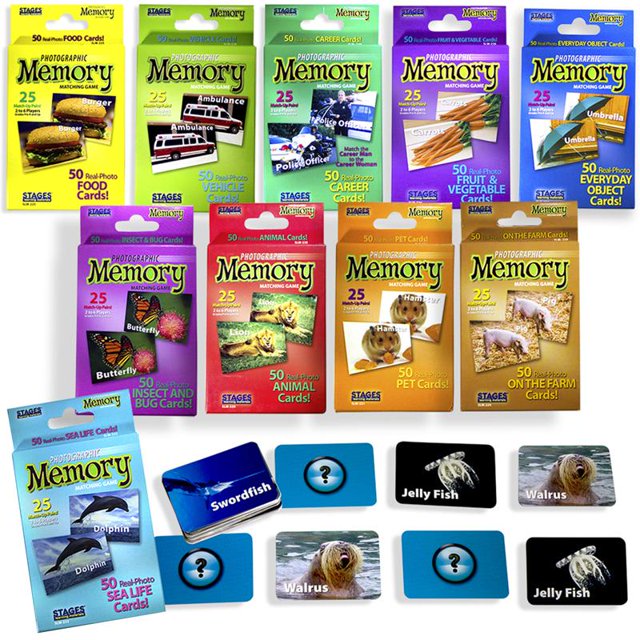 Set of 10 Picture Memory Card Games Real Photo Concentration Games ...