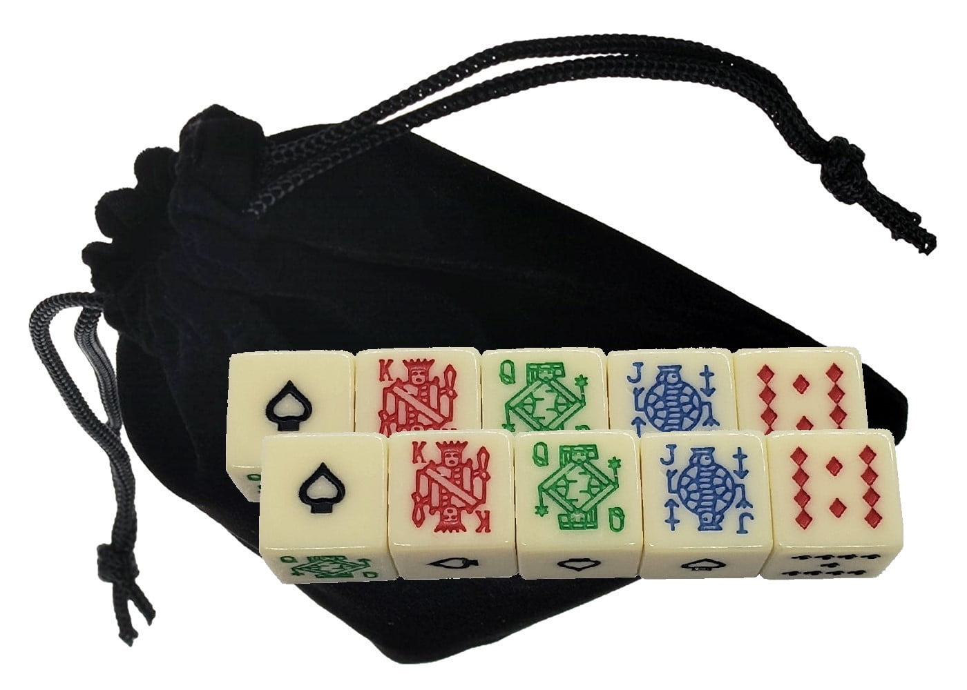 Set of 10 Poker Dice Ivory Tone Updated Vivid Symbols Colors + Storage ...