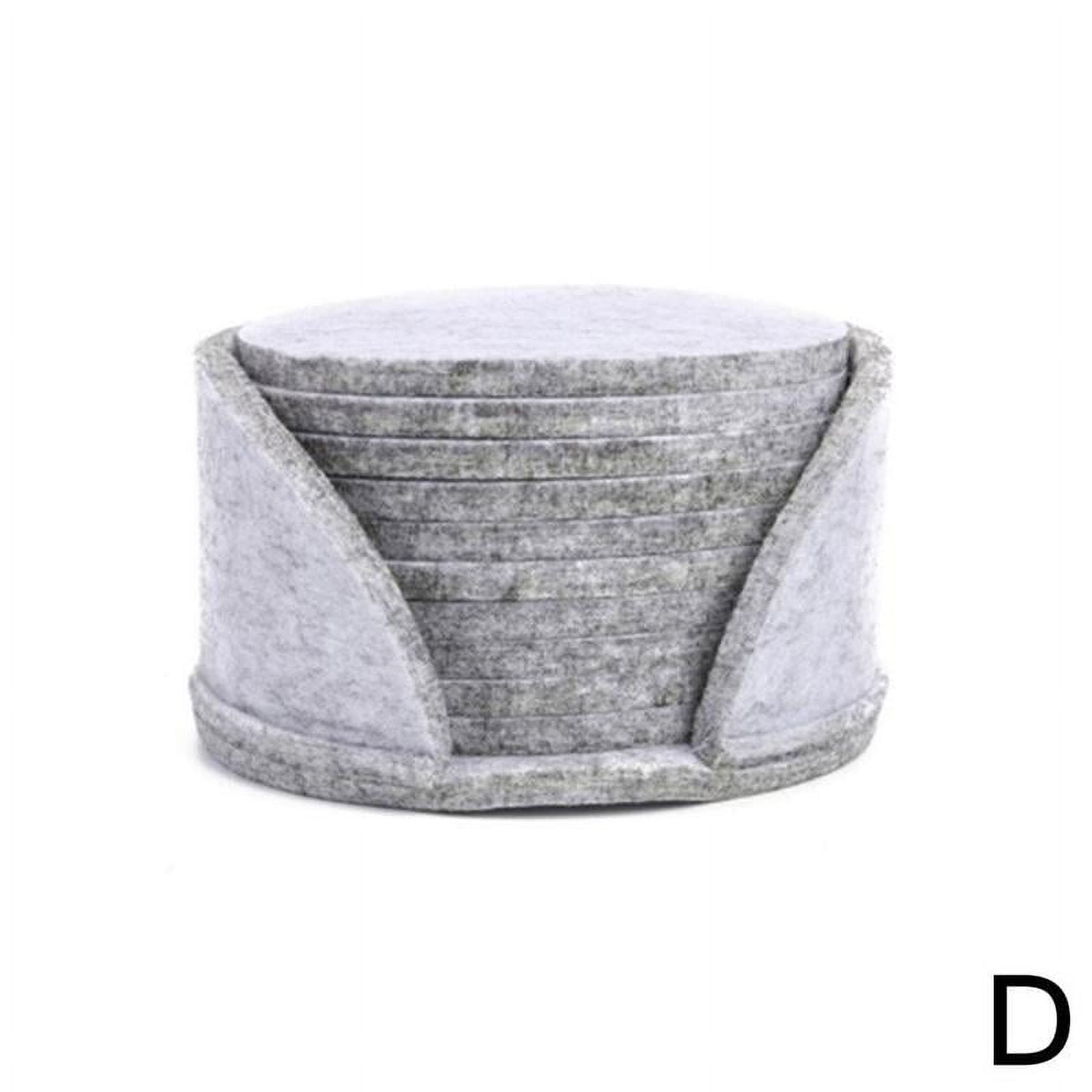 Set of 10 Round Felt Coasters with Holder for Protection and Aesthetics ...