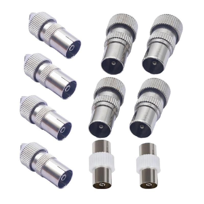 Set of 10 Satellite TV Antenna Connectors Kit for Coaxial Cable ...