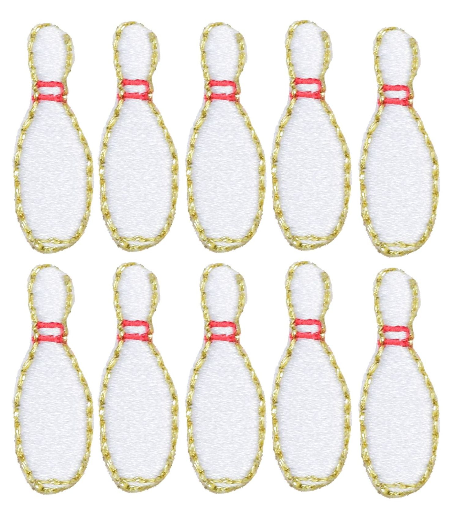 (Set of 10) Small Bowling Pin - Iron on Applique/Embroidered Patch ...