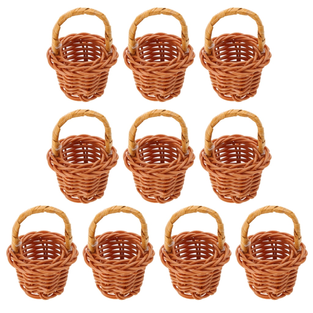 Set of 10 Small Flowers Baskets Mini Wovens Baskets with Handle DIY ...