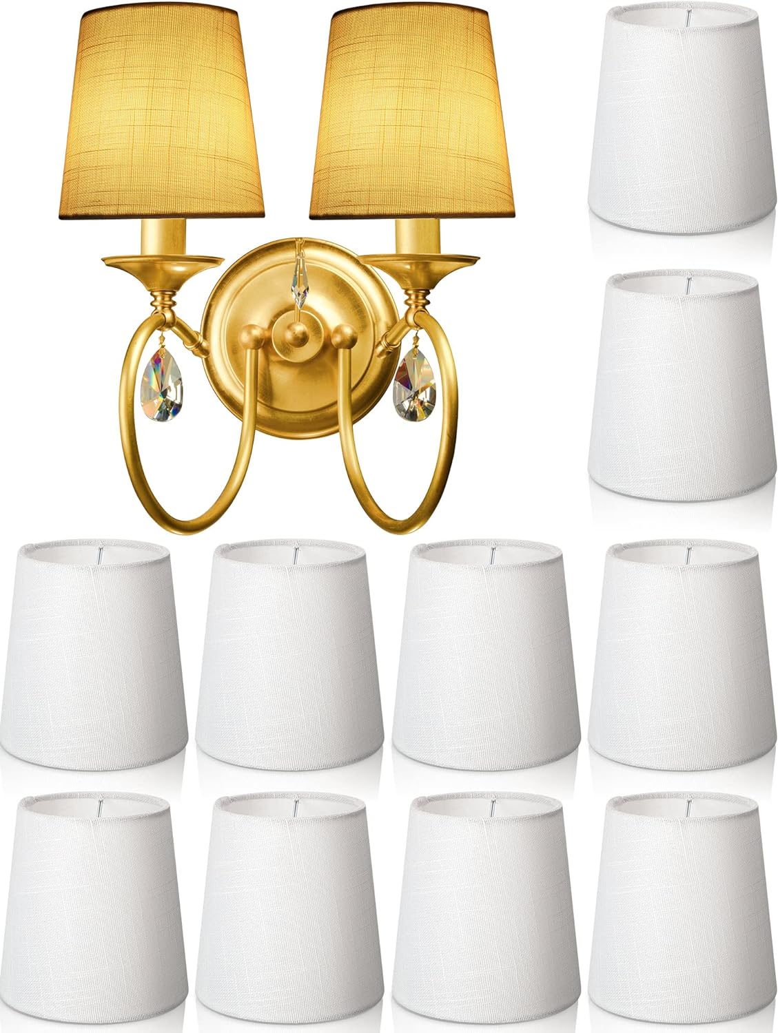 Set of 10 Small Lamp Shade Chandelier Lamp Shades, 4 x 5 x 5 Inch Linen ...