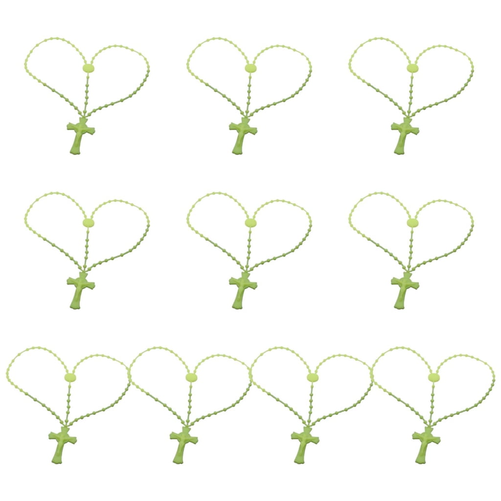 Set of 10 Soft Plastic Rosary Beads Crucifix Necklace Catholic ...