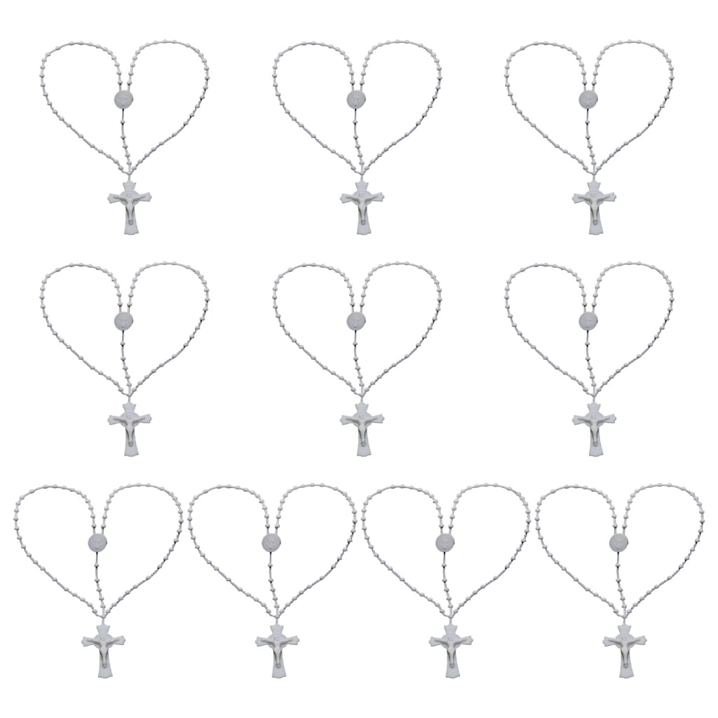 Set of 10 Soft Plastic Rosary Beads Crucifix Necklace Catholic ...