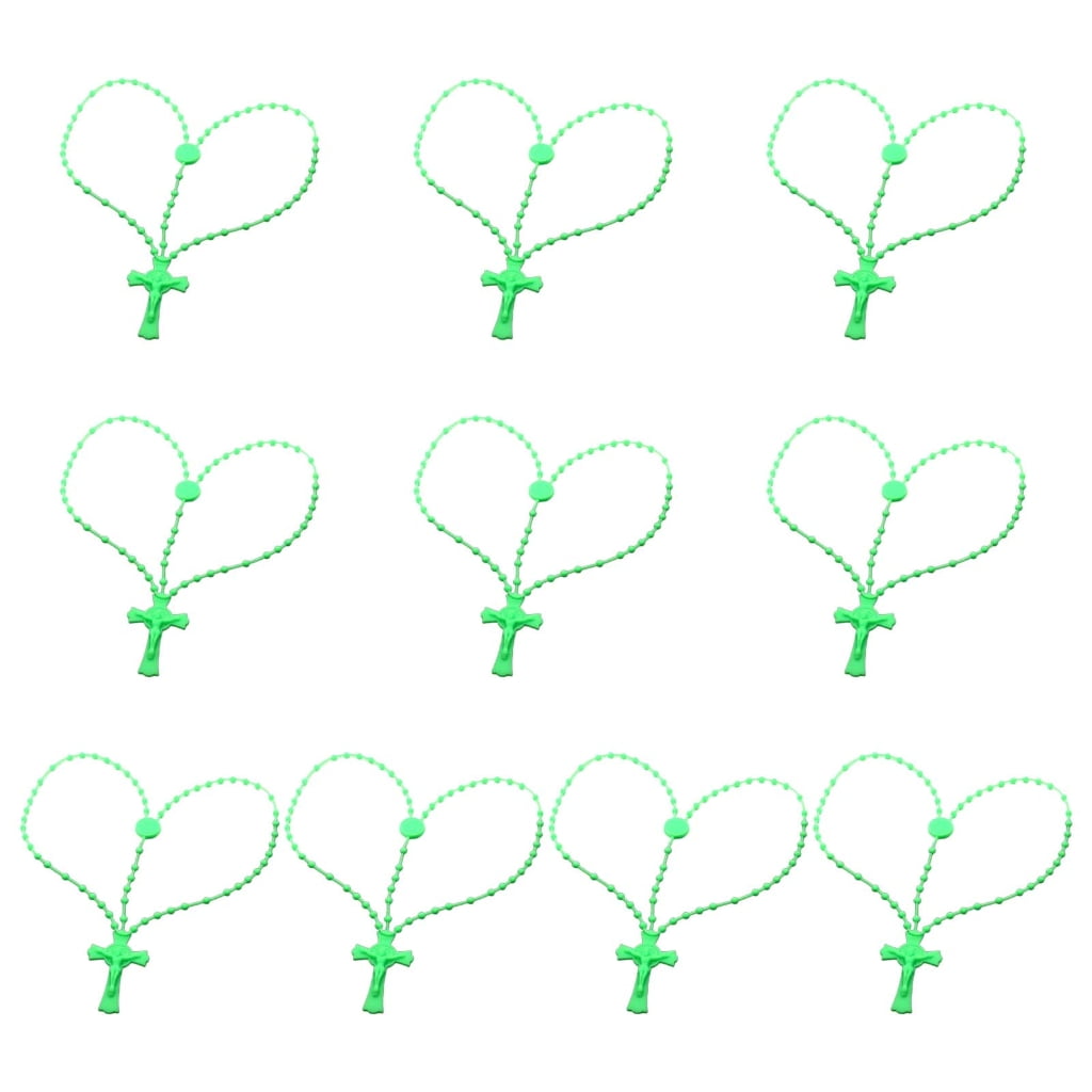Set of 10 Soft Plastic Rosary Beads Crucifix Necklace Catholic ...
