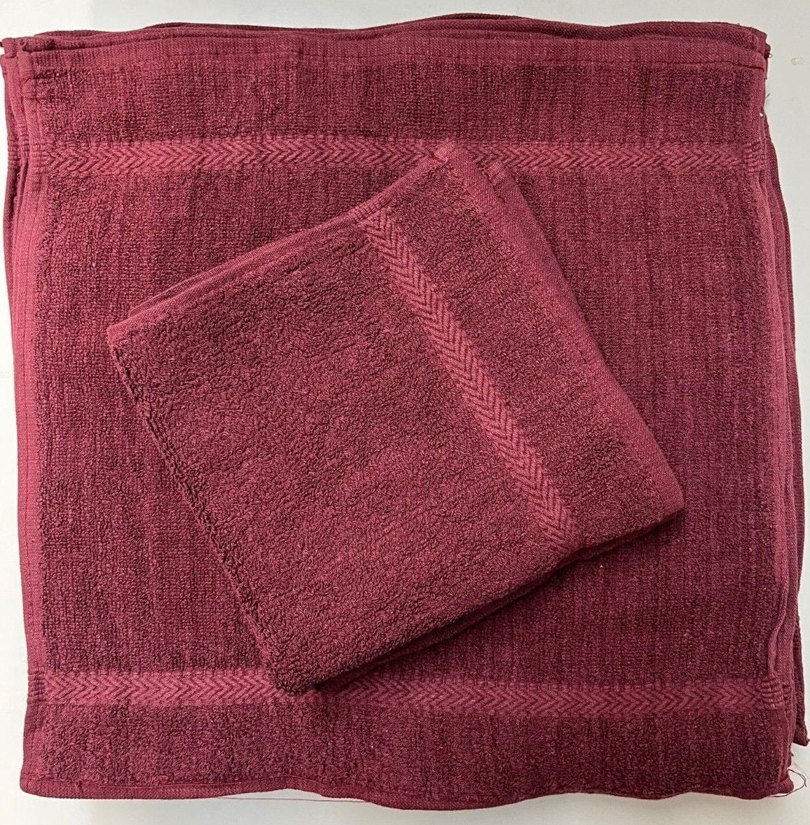 Set of 10 Terry Wash Cloths, Large 13" x 13", 100% Cotton, Burgundy ...