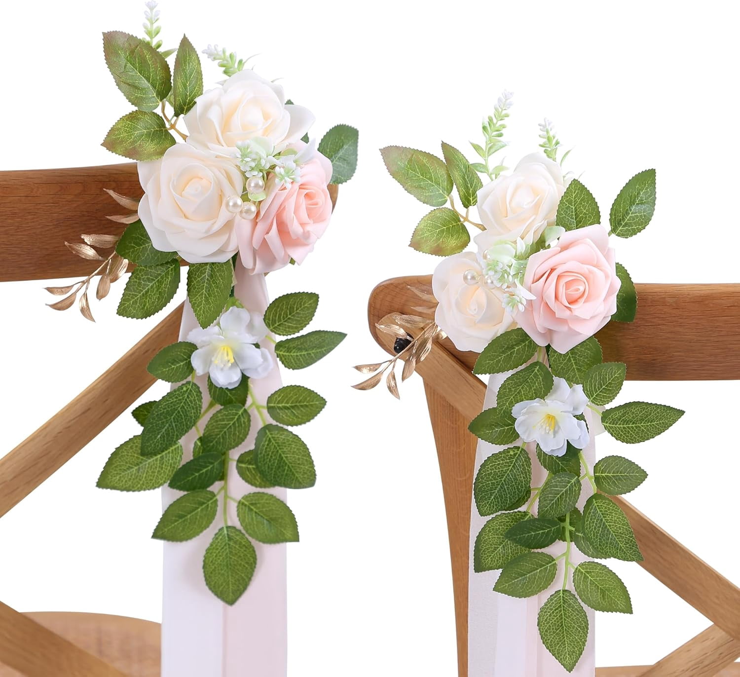 Set of 10 Wedding Aisle Decorations for Ceremony, Pink Pew Flowers for ...
