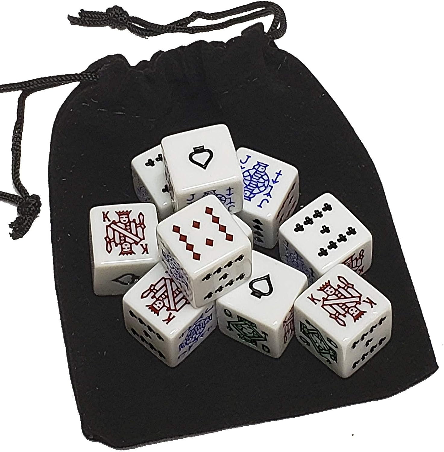 Set of (10) White Poker Dice "Spades" Ace Squared Corners ... Plus ...