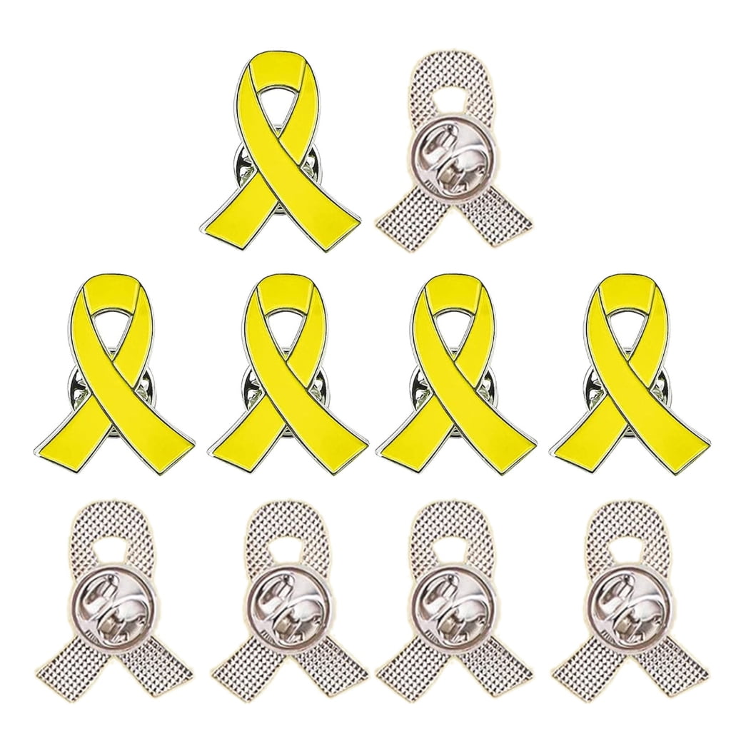 Set of 10 Yellow Ribbon Brooches Colorful Lapel Pins Official Awareness ...
