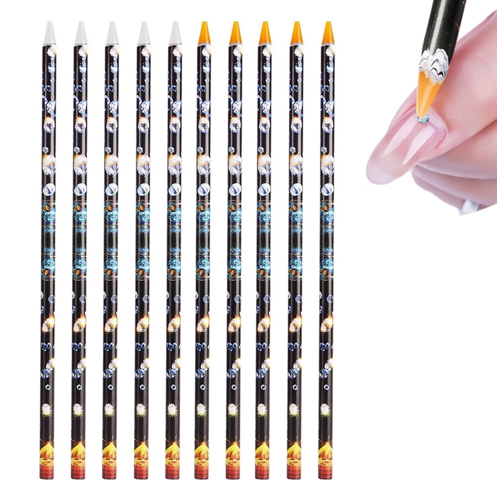 Set of 10 nail selection pencils, Wax, 23x0.7x0.7 cm, Yellow/White ...