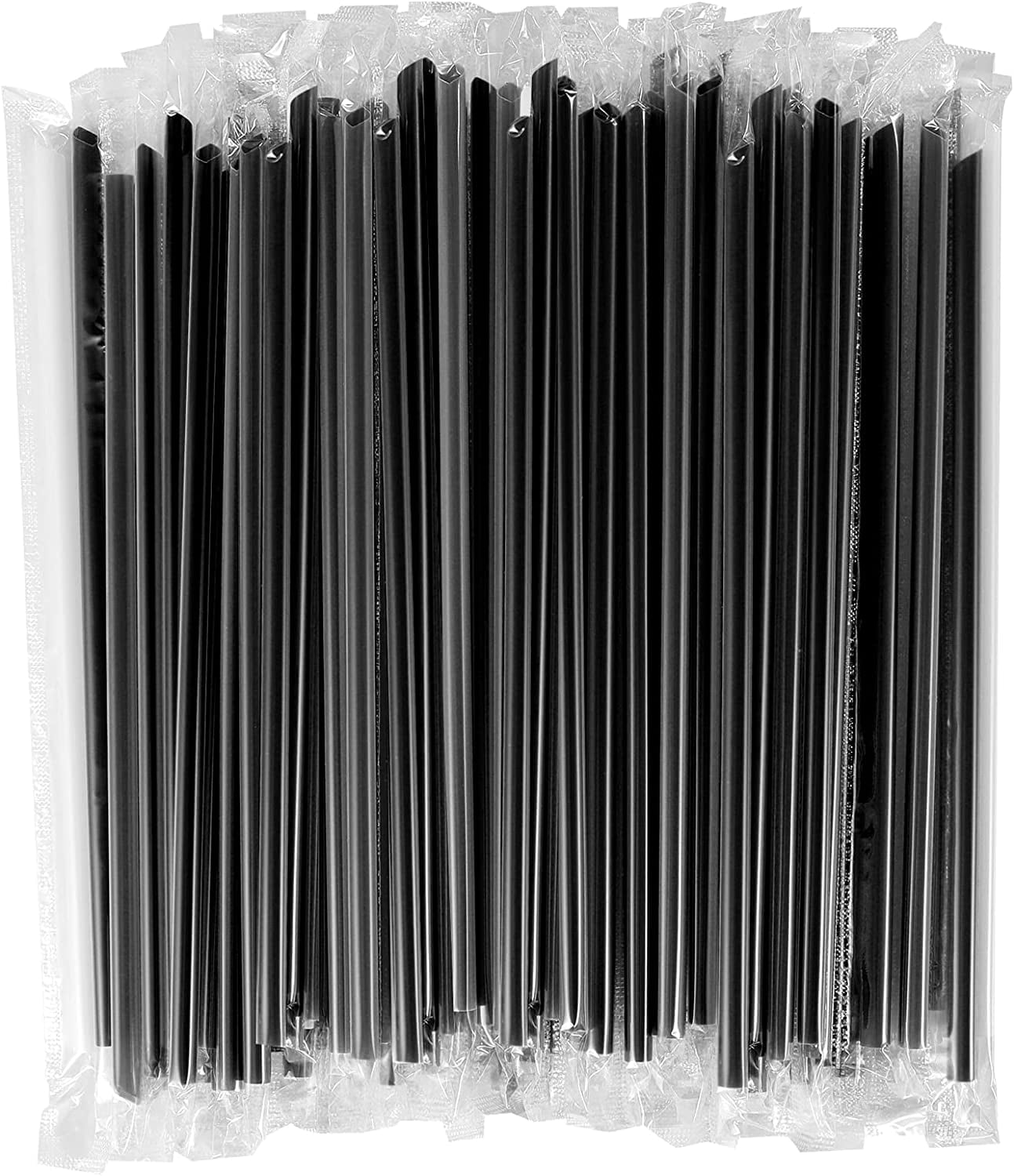 Set of 100 Black Individually Wrapped Disposable Plastic Straws Black ...