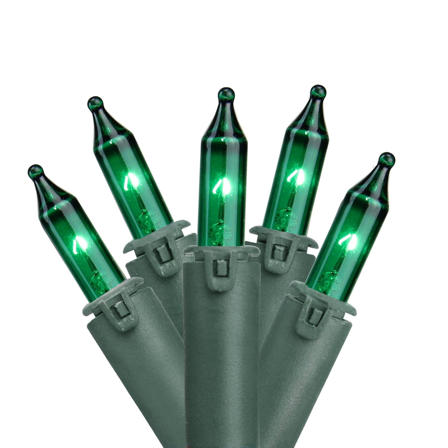 Set of 100 Green Commercial Grade Mini Christmas Lights - Green Wire ...