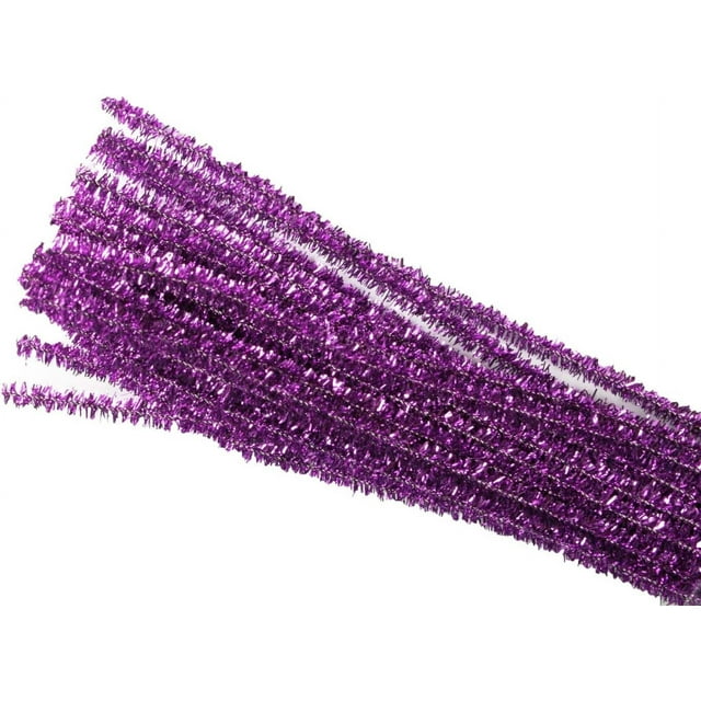 Set of 100 Metallic Tinsel Pipe Cleaners for Kids Crafts, Embellishing ...