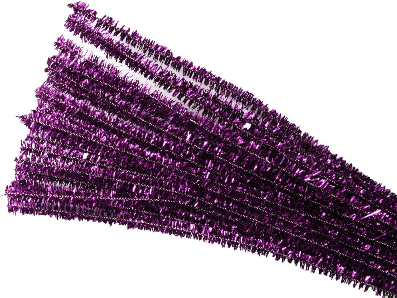 Set of 100 Metallic Tinsel Pipe Cleaners for Kids Crafts, Embellishing ...
