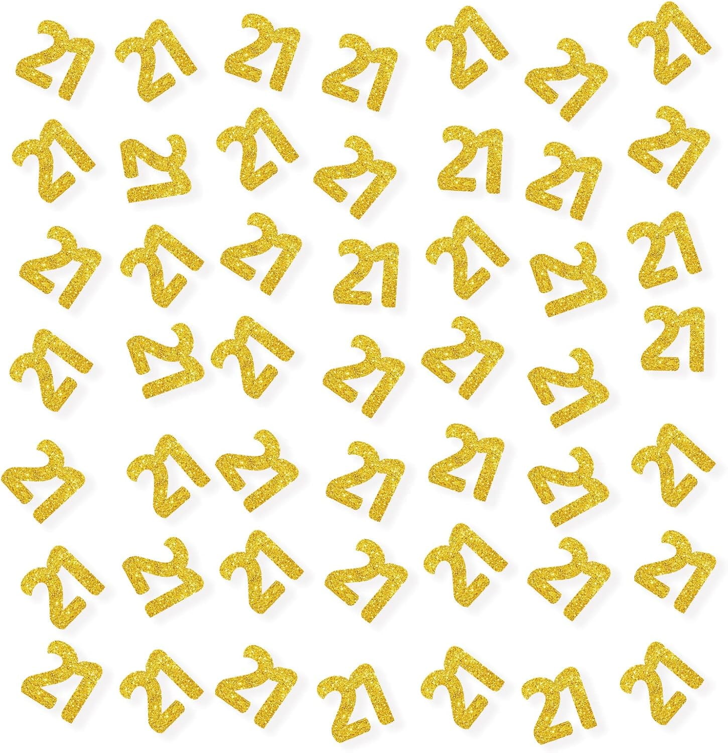 Set of 100 Number 21 Confetti, Gold Glitter 21 Paper Scatter, 21st ...