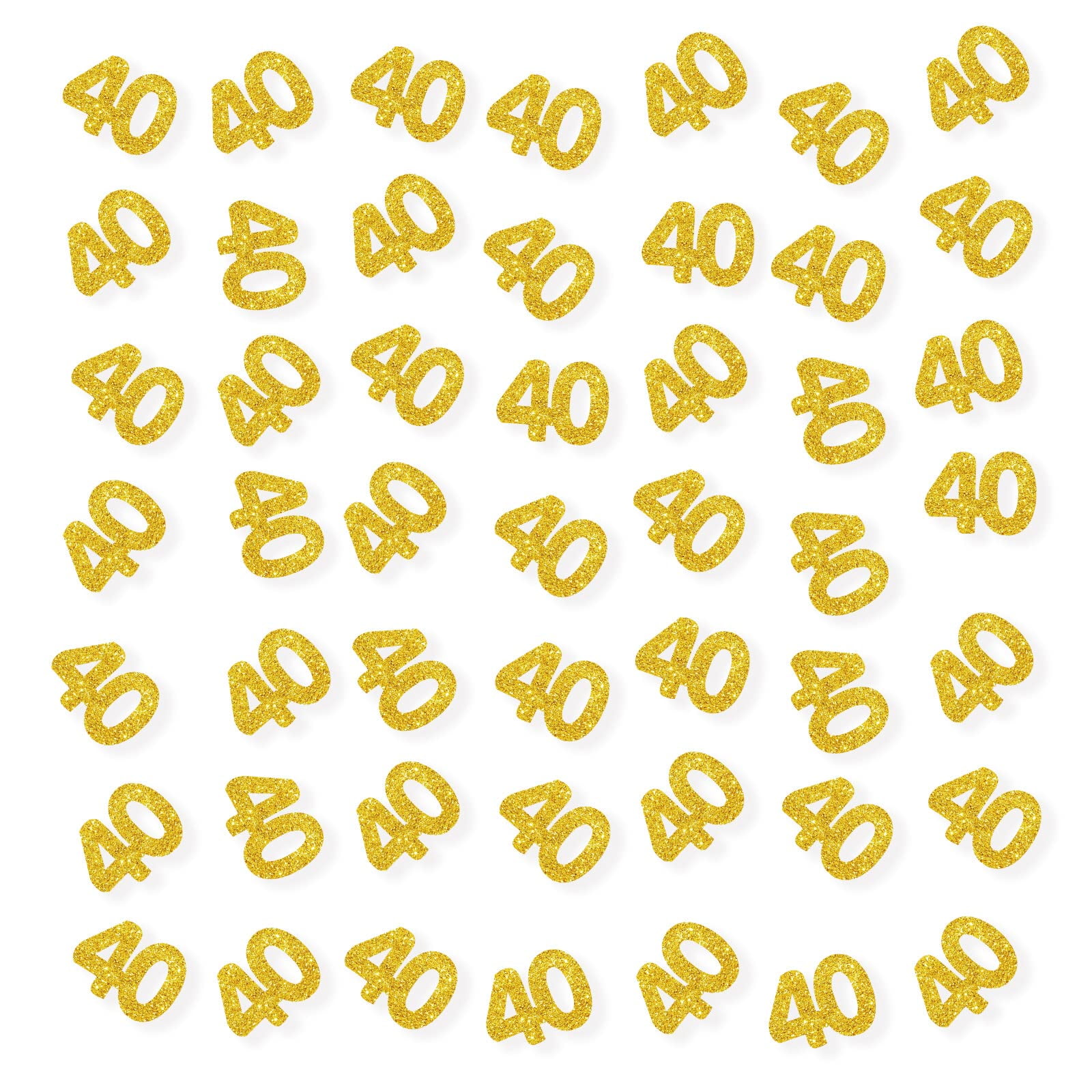 Set of 100 Number 40 Confetti, Gold Glitter 40 Paper Scatter, 40th ...