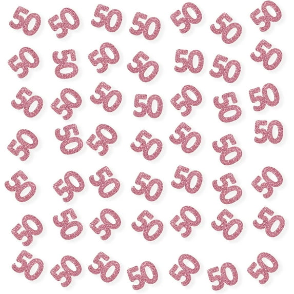 Set of 100 Number 50 Confetti, Pink Glitter 50 Paper Scatter, 50th ...
