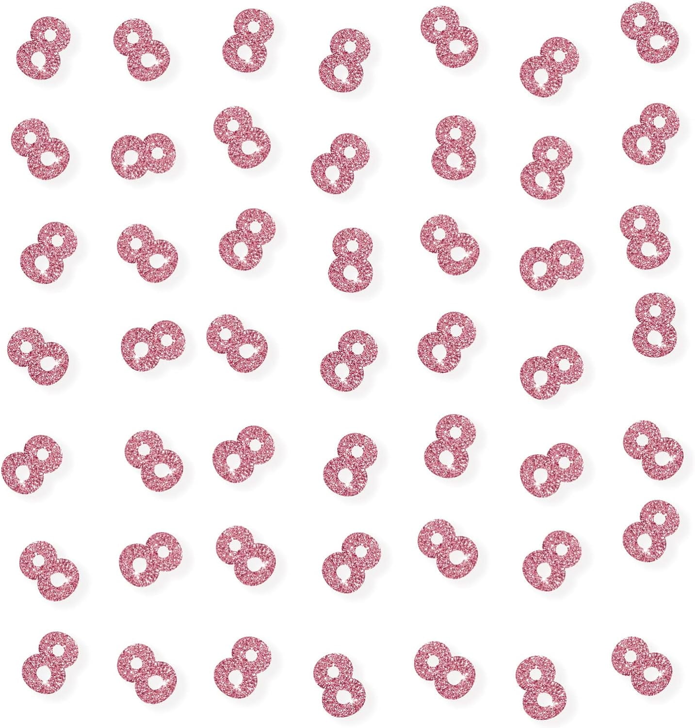 Set of 100 Number 8 Confetti, Pink Glitter 8 Paper Scatter, 8th ...