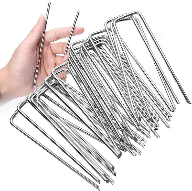Set of 100 fixing pegs, 2.5 mm 15 cm long steel, silver, pegs for tent ...