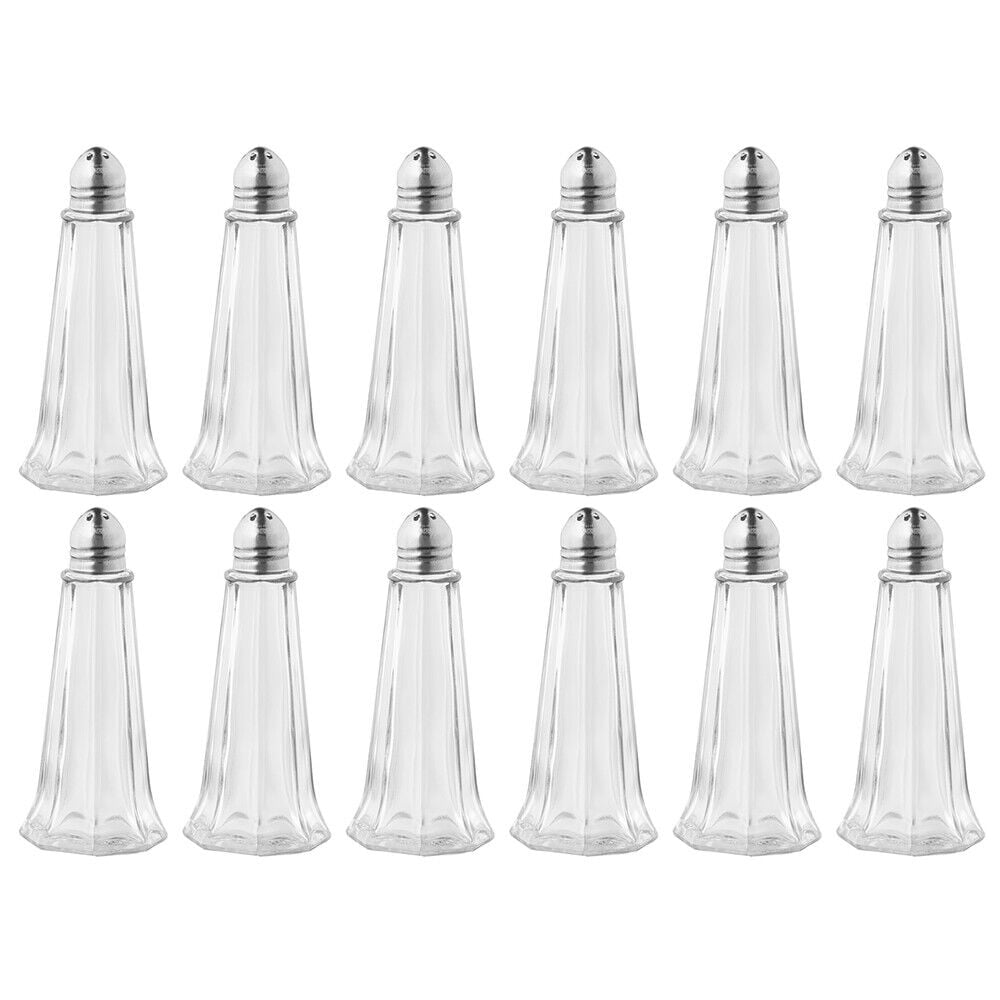 (Set of 12) 1 oz. Tower Salt and Pepper Shakers, Tall Glass Body ...