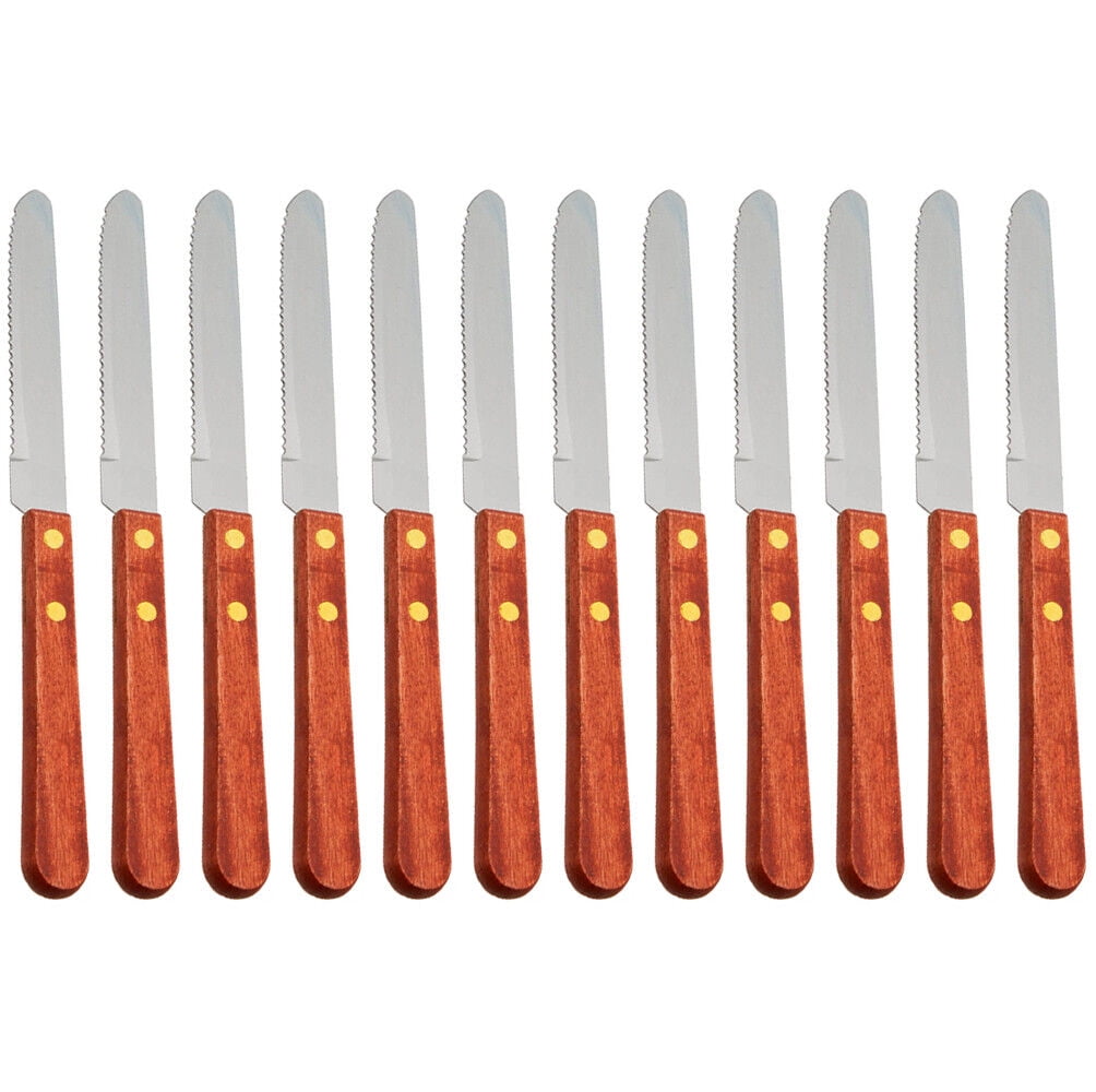 (Set of 12) 4-Inch Rounded Serrated Stainless Steel Blade Steak Knives ...