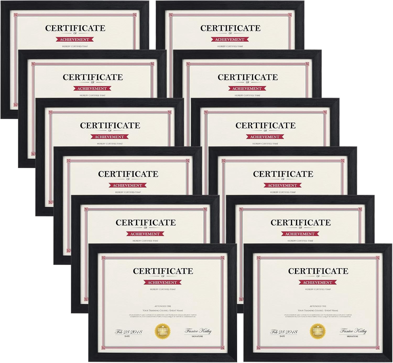Set of 12 Black 8.5x11 Picture Frames, Bulk Multi Frames for Award ...
