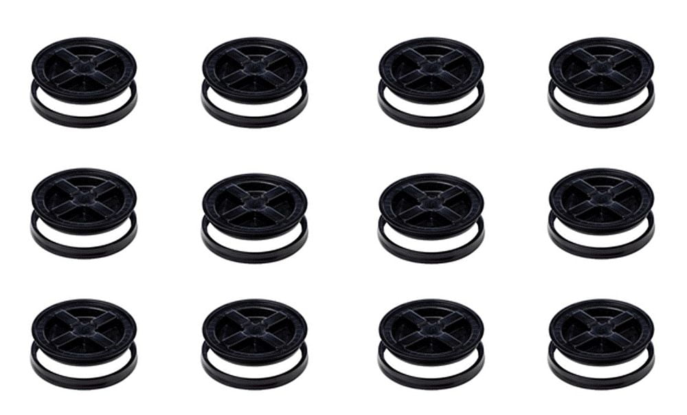 Set of 12 Black Gamma Seal Lids - Leak-Proof, Twist-Lock Tops for 3.5 ...
