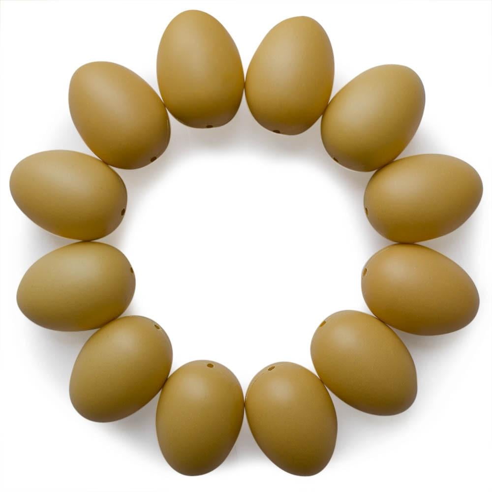 Set of 12 Brown Hollow Plastic Dummy Fake Nest Eggs 2.25 Inches ...