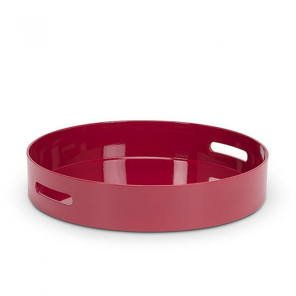 Set of 12 Burgundy Glossy Round Tray - Walmart.com