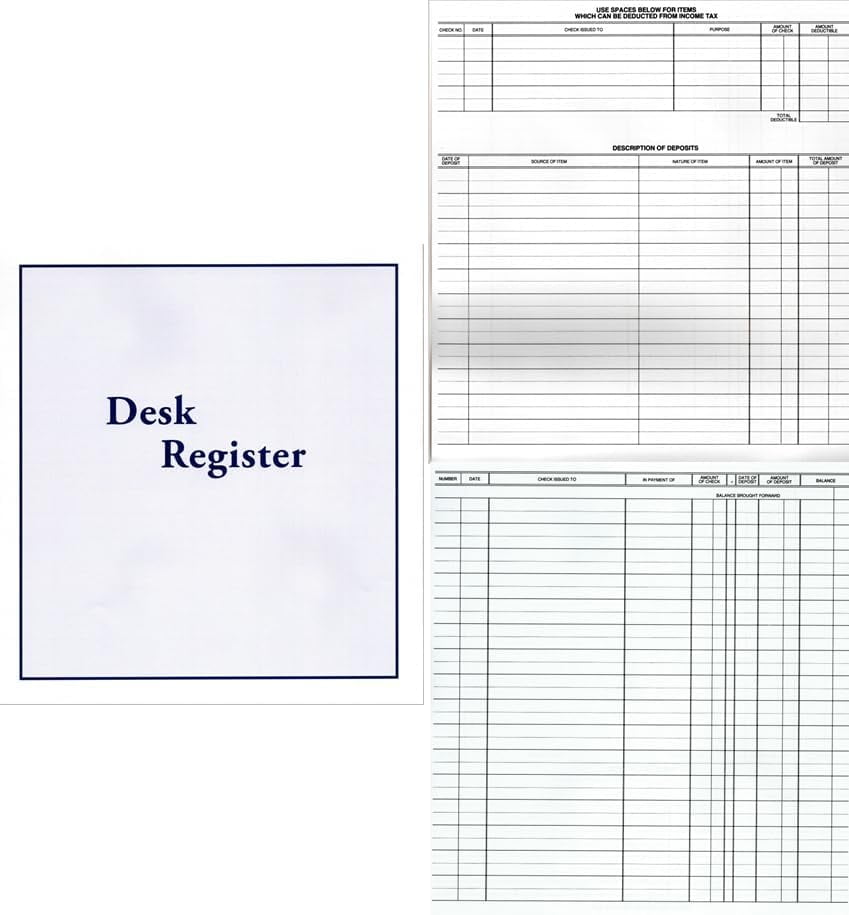 Set of 12 Check Desk Registers, Size 8 1/2" x 9 1/4", Executive ...