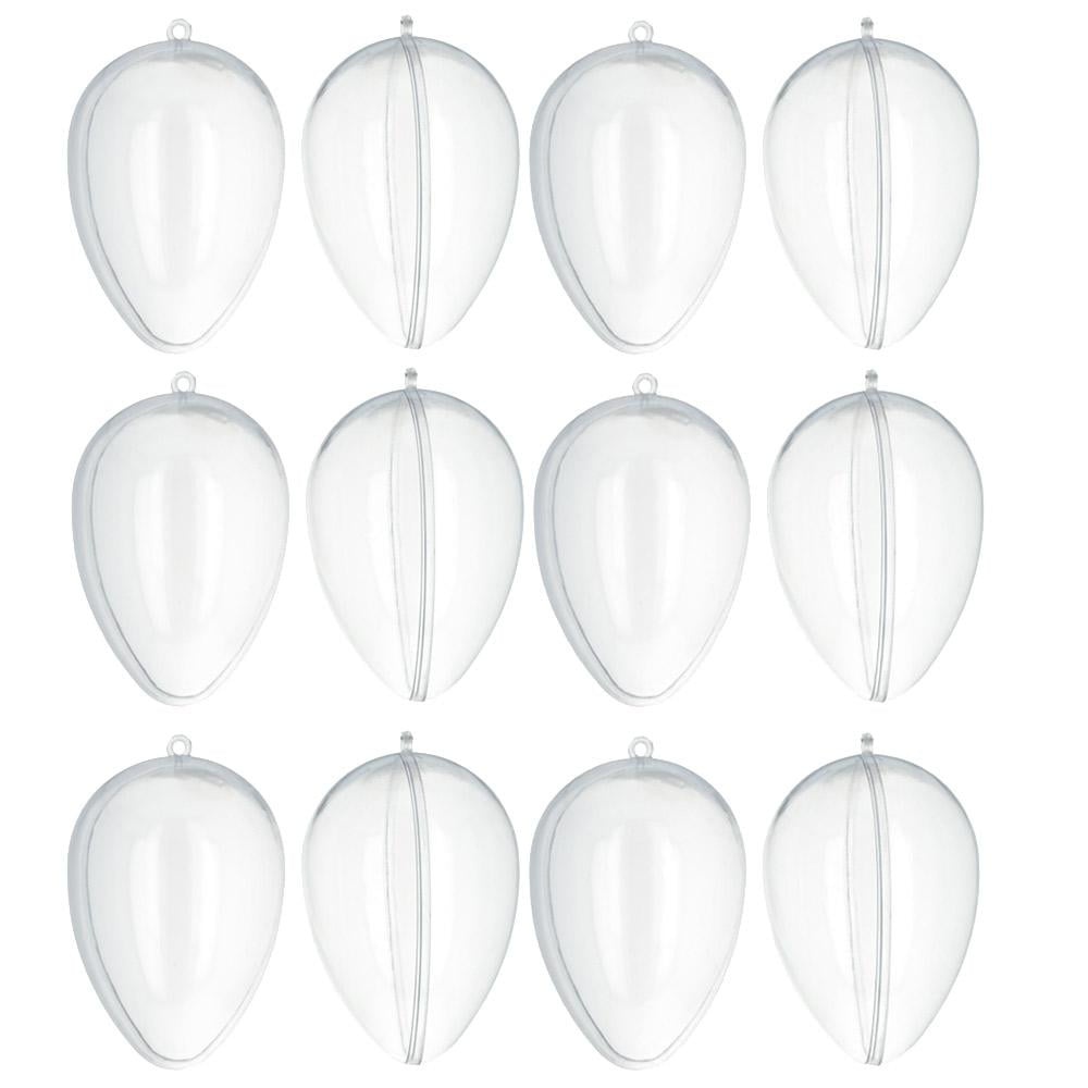 Set of 12 Clear Fillable Openable Clear Plastic Eggs Ornaments 3.7 ...