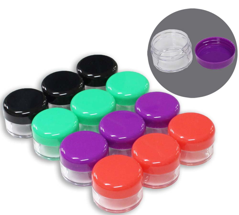 Set of 12 Clear Plastic Jars With Colored Lids: Size 25 Mil - Walmart.com