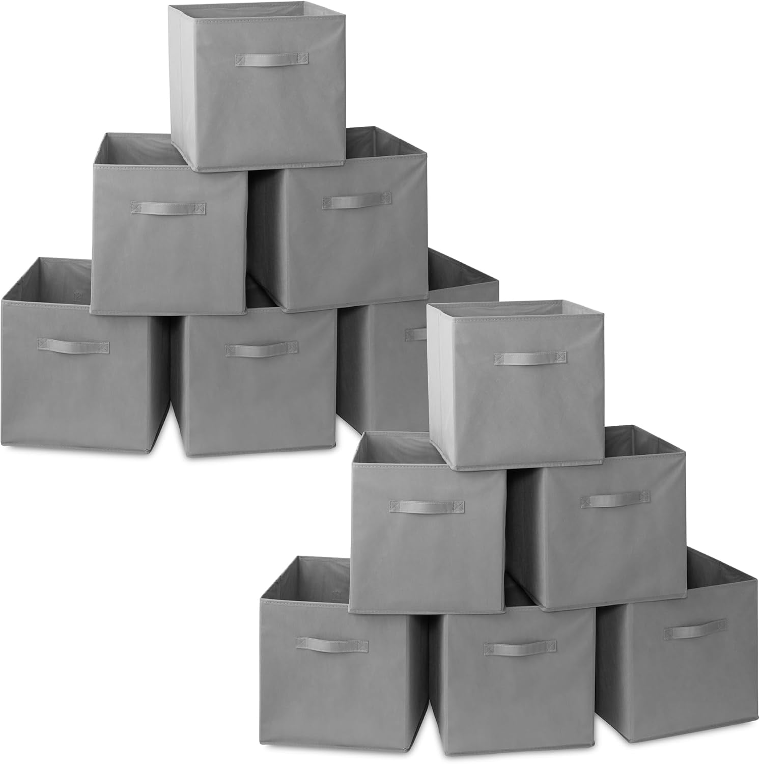 Set of 12 Collapsible Fabric Cube Storage Bins, Gray - 13" Foldable ...