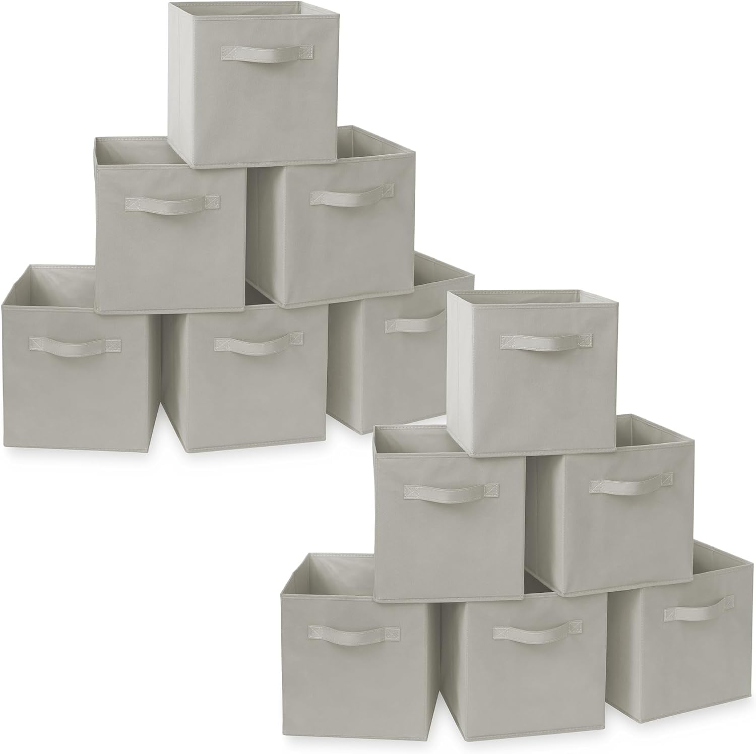 Set of 12 Collapsible Fabric Cube Storage Bins, Light Gray - 11 ...