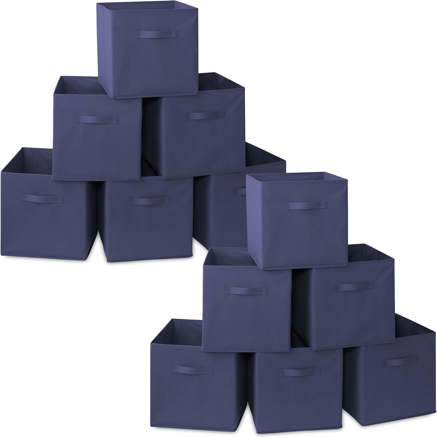 Set of 12 Collapsible Fabric Cube Storage Bins, Navy Blue - 13 ...