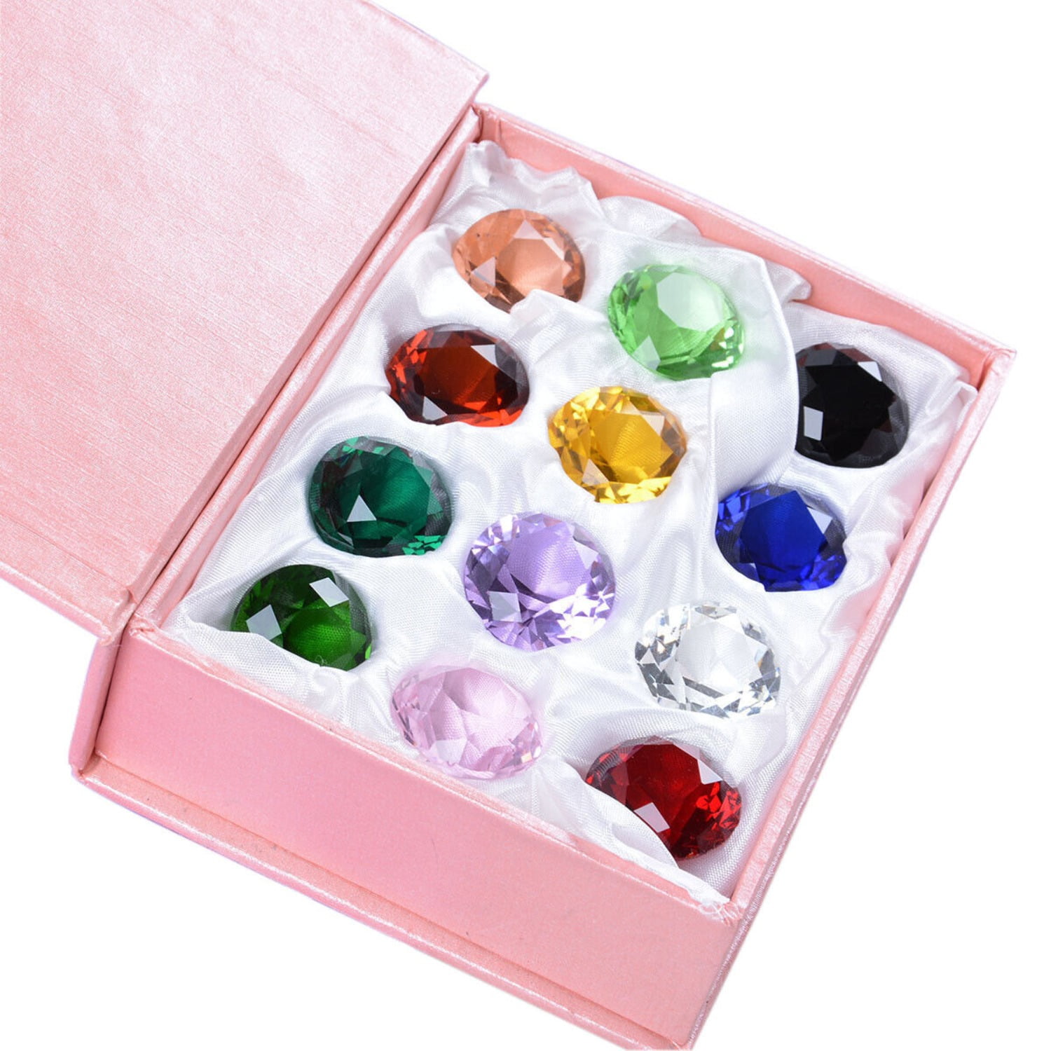 Set of 12 Color Crystal Diamonds Glass Paperweight Art Giant Wedding ...