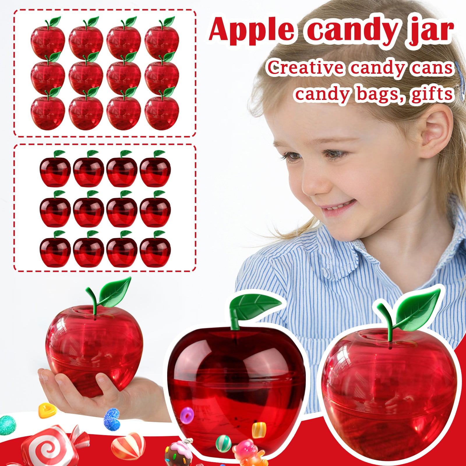 Set of 12 Decorative Red Apple Figurines for Home Decor, Classroom, and Office Realistic Faux ...