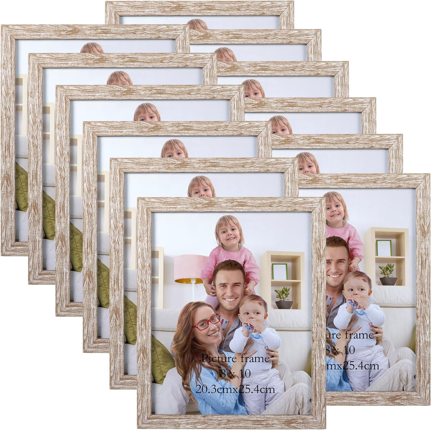 Set of 12 Distressed Beige White 8x10 Picture Frames, Multi Rustic Wood ...
