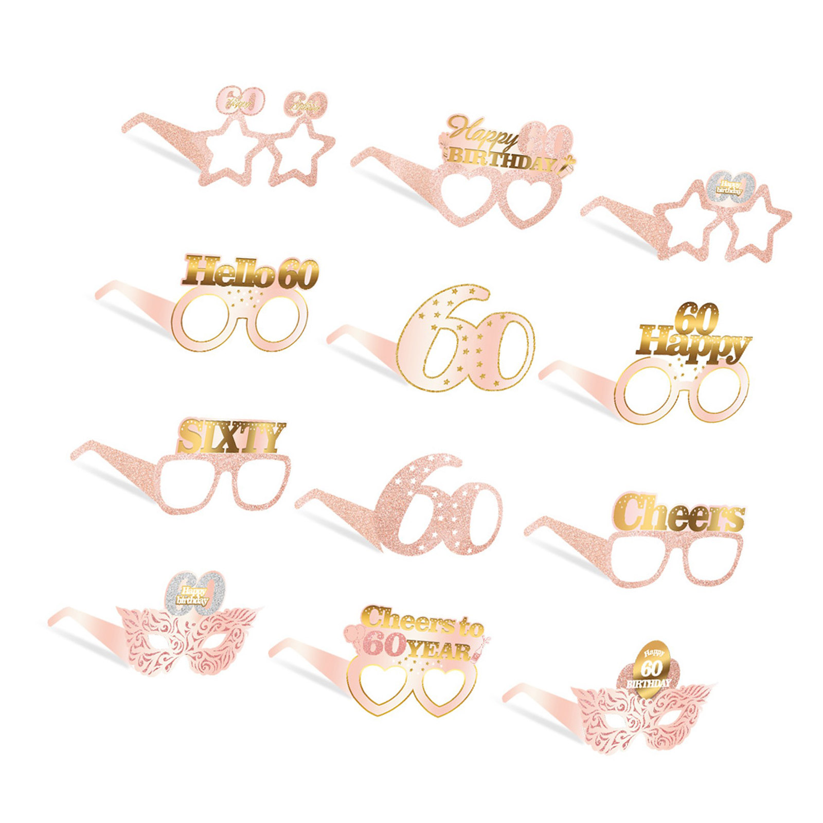Set of 12 Elegant Birthday Eyewears Costume Accessories Themed Party ...