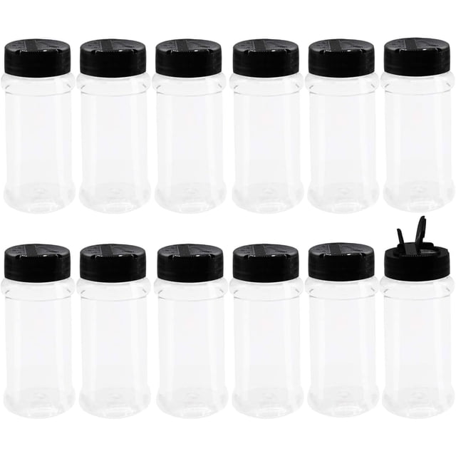 Set of 12, Empty Plastic Spice Jars, 3.3 Fluid Ounces/100ml Spice ...