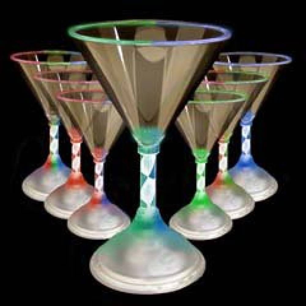Set of 12 Flashing Panda 6 oz LED Light Up Flashing Martini Glasses ...