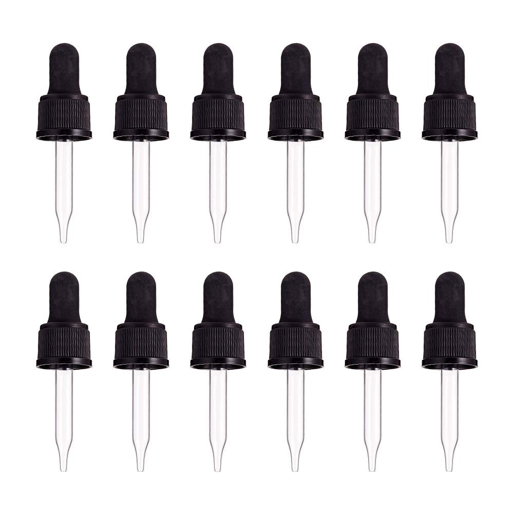 Set of 12 Glass Eye Droppers for Essential Oil 10ml (1/3 Ounce ...