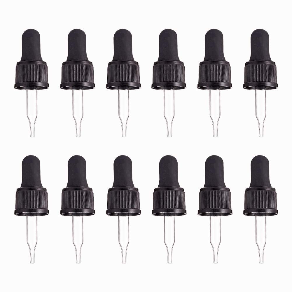 Set of 12 Glass Eye Droppers for Essential Oil 5ml (1/6 Ounce) Pressure ...
