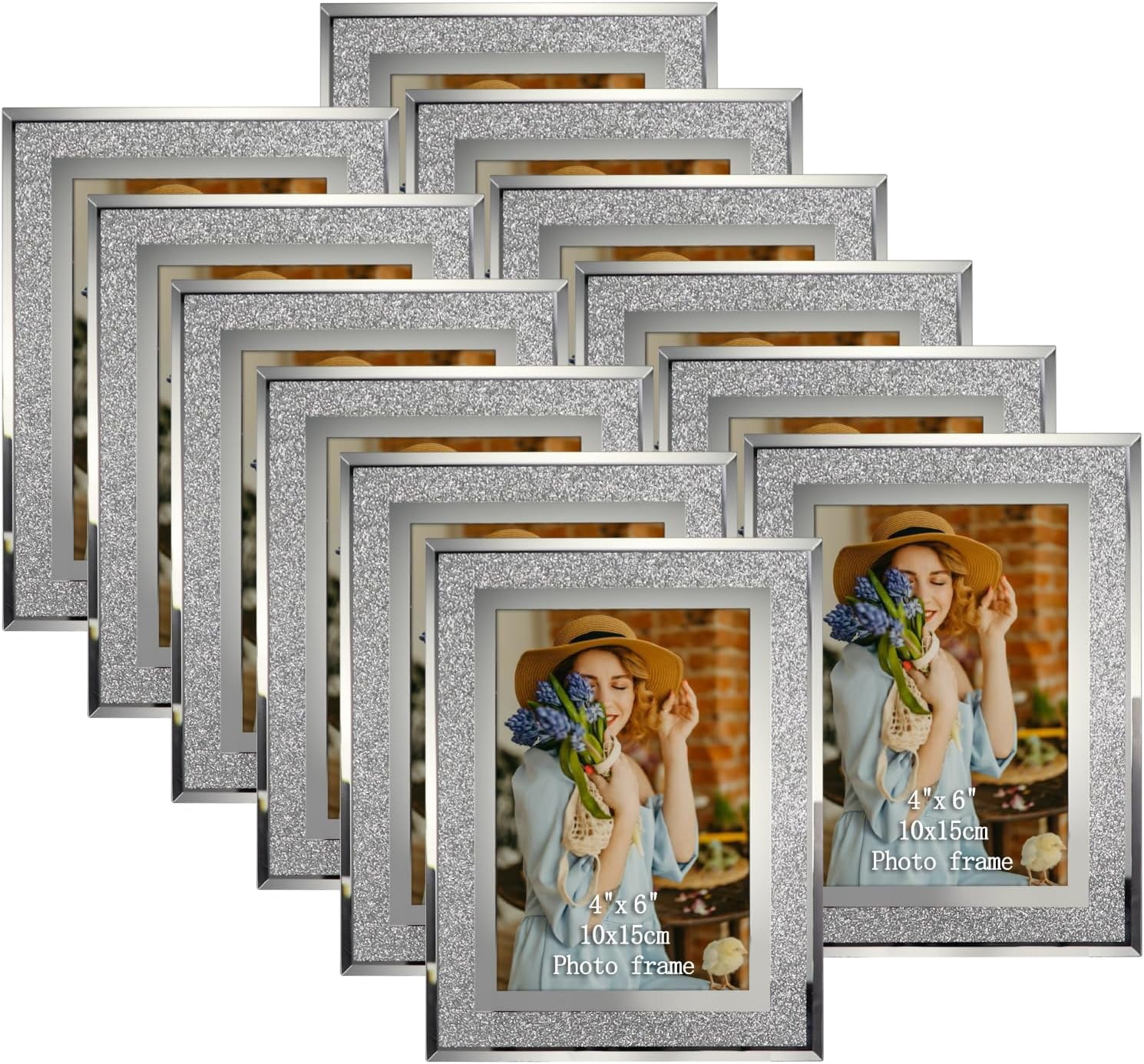 Set of 12 Glitter Picture Frames 4x6, Sparkle Glass Photo Frame for ...