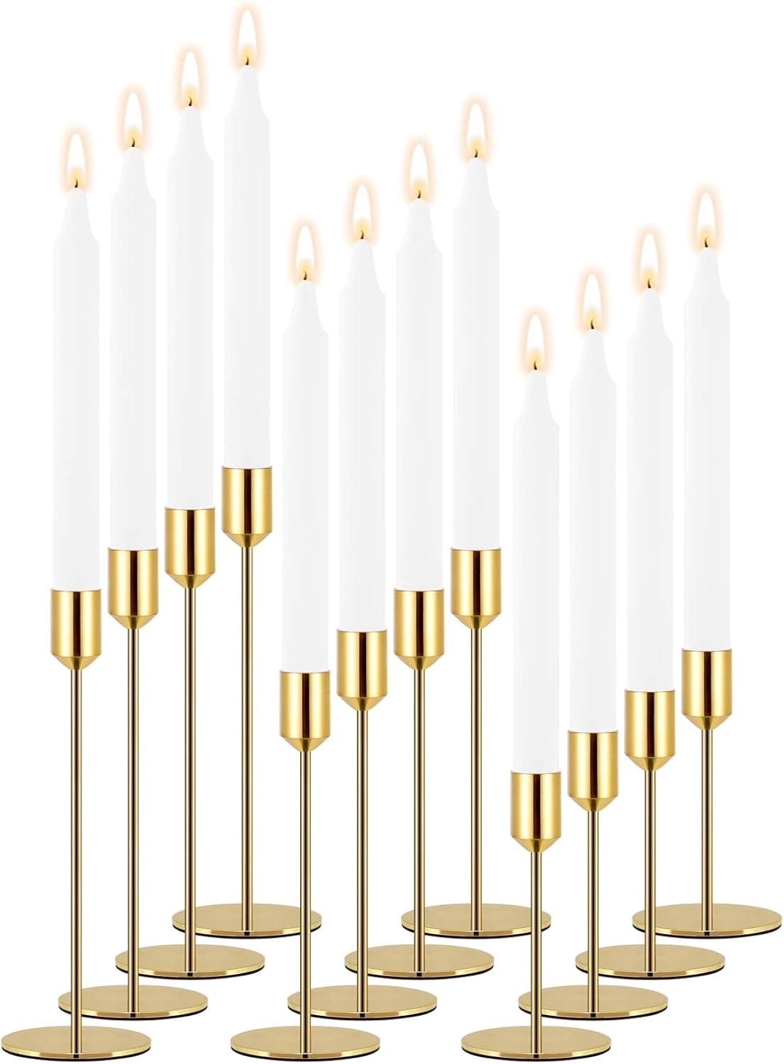 Set of 12 Gold Metal Taper Candle Holders for Candle Sticks - Wedding ...
