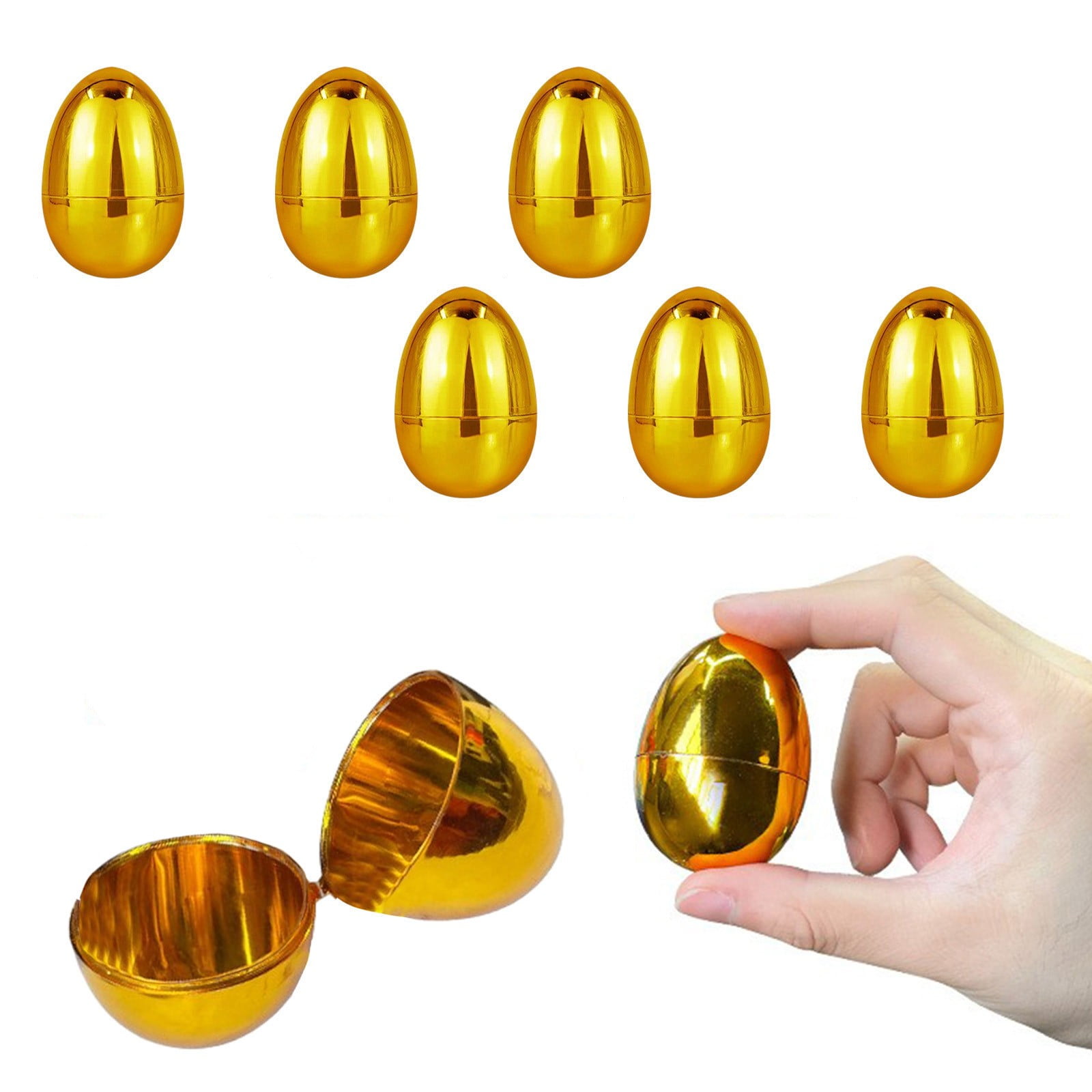 Set of 12 Golden Plastic Easter Eggs, Fillable Surprise Containers for ...